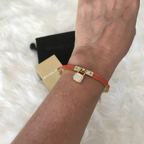 Michael Kors | Jewelry | Michael Kors Gold Tone Pave Padlock Bangle | Poshmark